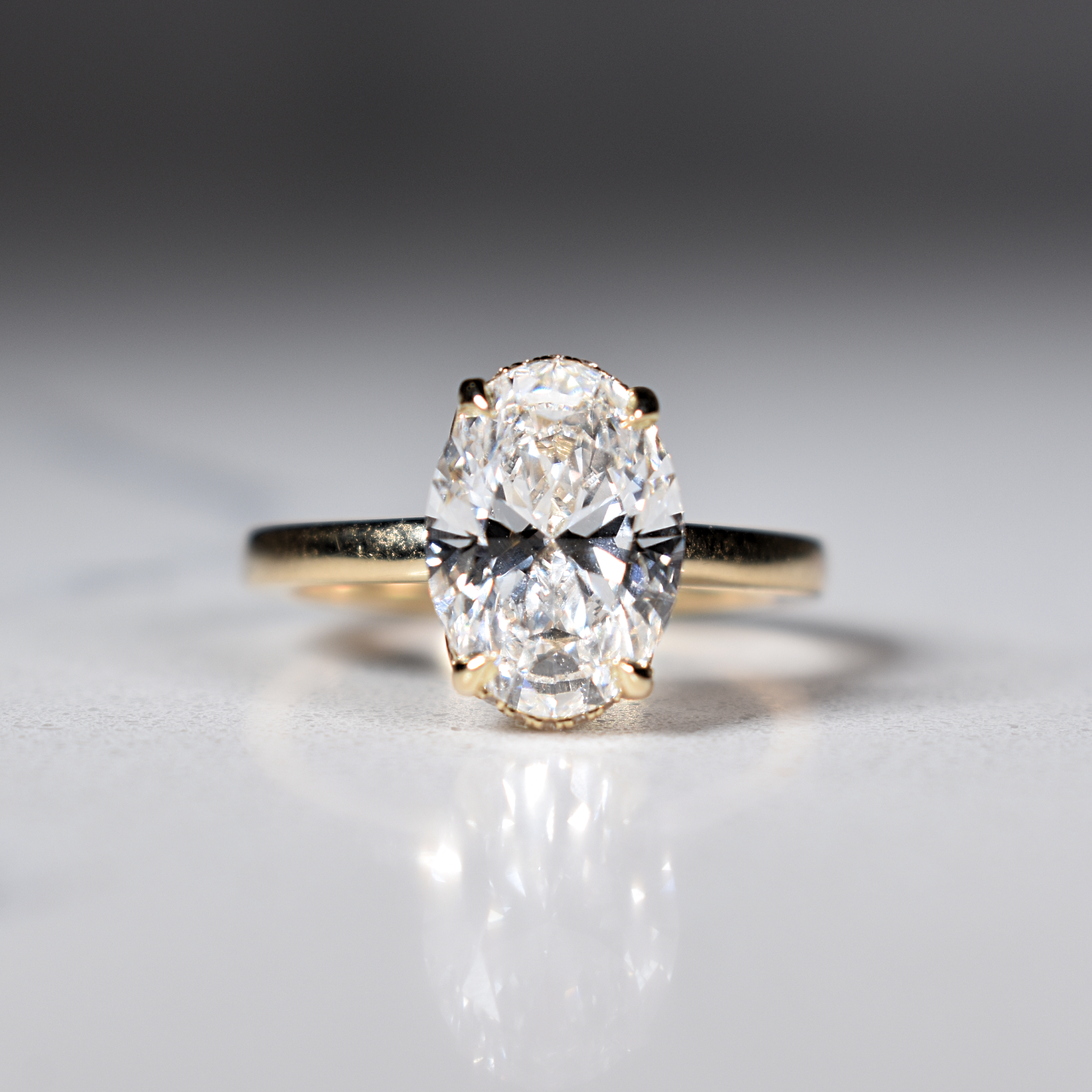 3 Carat Oval Lab Diamond Engagement Ring | Solitaire with Tulip Prongs ...